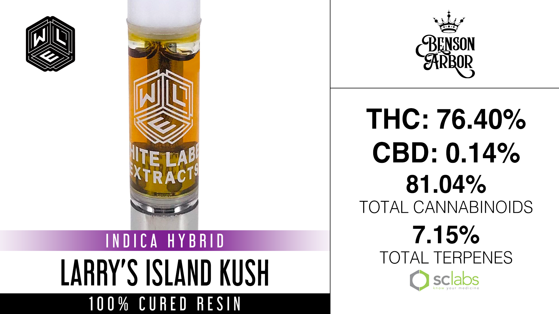 Larry's Island Kush 100% Cured Resin Cartridge - WLE710