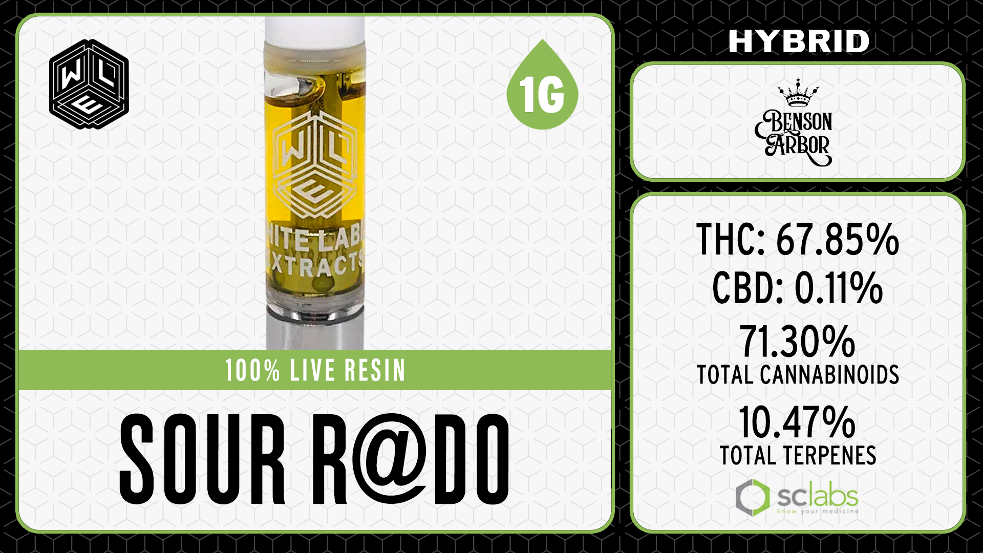 Sour R@do 100% Live Resin Cartridge - WLE710